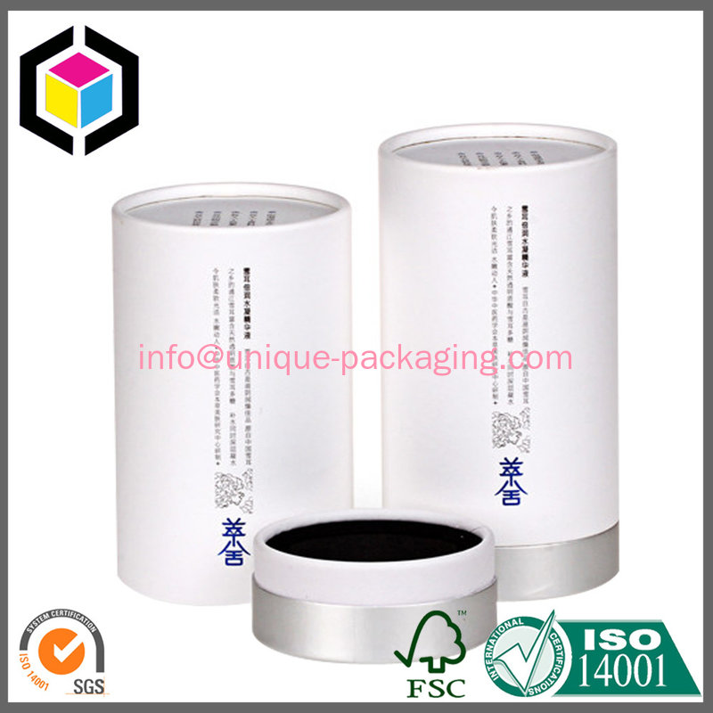 Elegant Design Color Printing Round Paper Tube; White Color Paper Tube with Cap