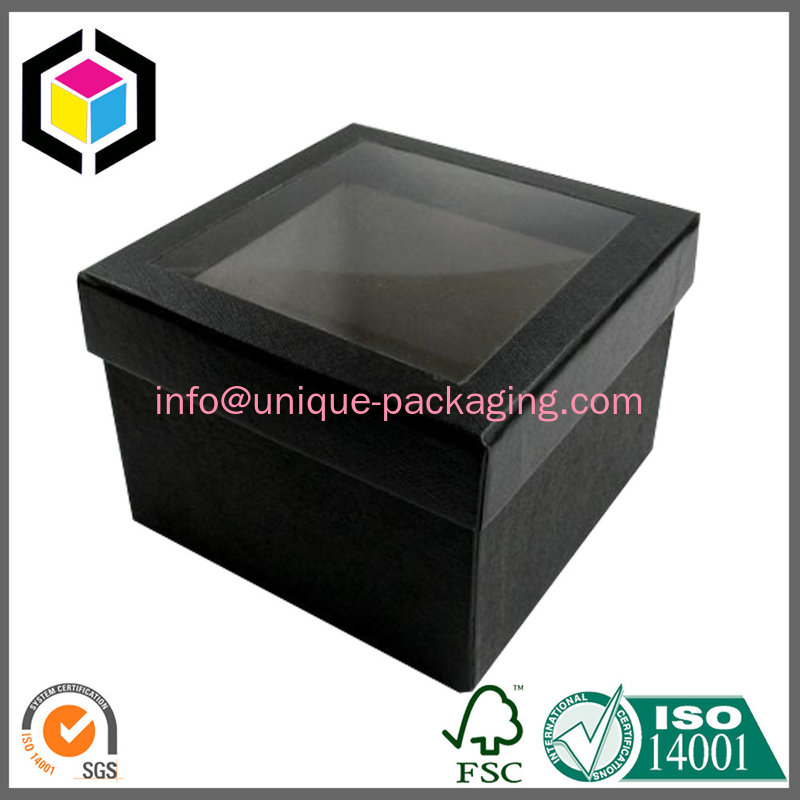 Transparent Plastic Window Paper Packing Gift Box; Black Color Print Paper Box