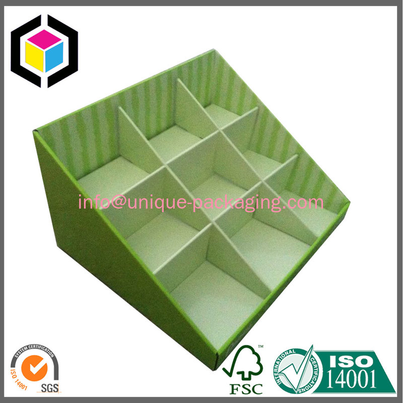 Green Color Corrugated Display Counter Box; Recyclable Cardboard Display Box