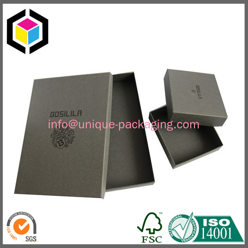 Excellent Quality Black Gift Packaging Box; Glossy Spot UV Logo Gift Paper Box