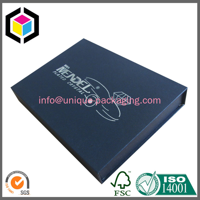 Screen Printing White Color Logo Paper Packaging Box; Black Cardboard Gift Box