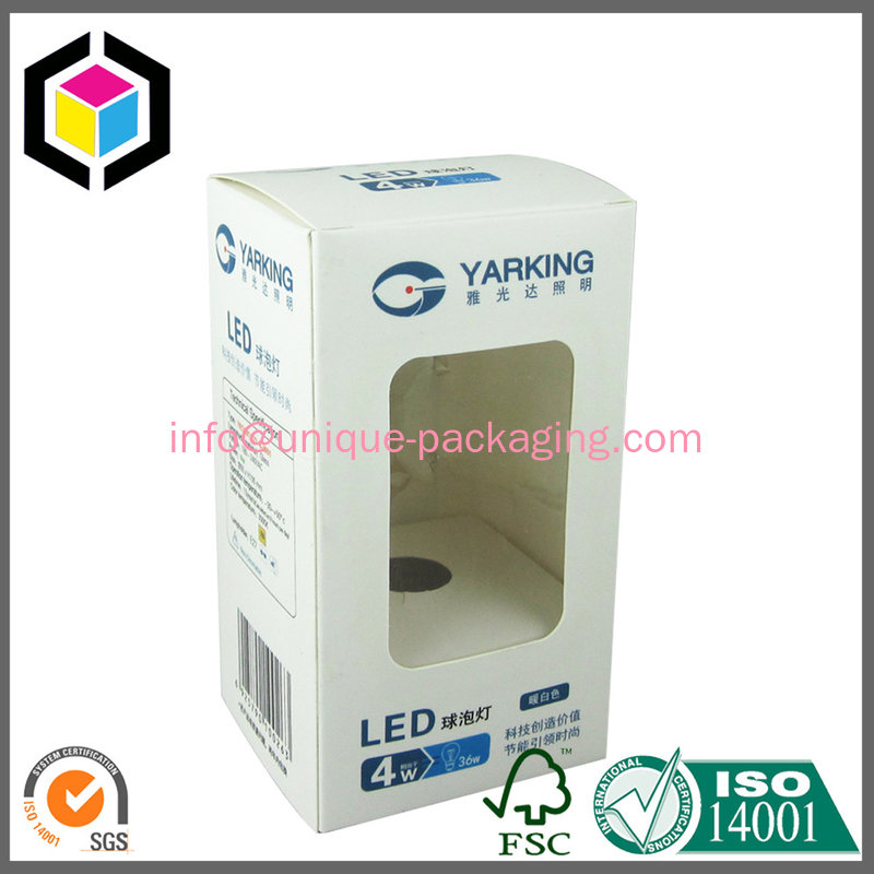 Clear Plastic Window LED Bulb Paper Packaging Box; Color Printing Carton Box