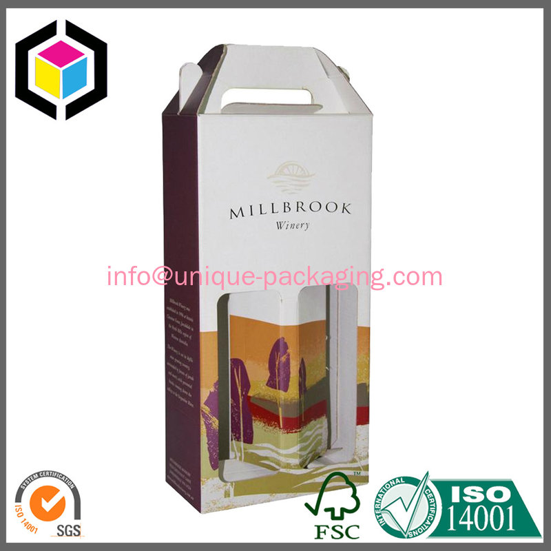Two Bottle Wine Gift Packaging Box; Color Printed Corrugated Wine Carry Box