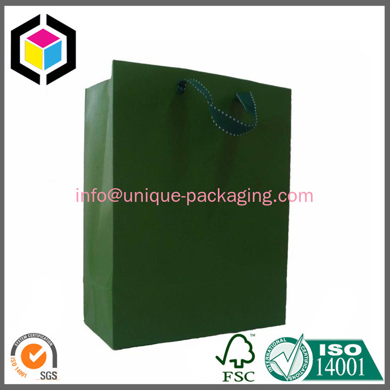 Metallic Paper Shopping Bag with Rope Handle; Custom Embossed Logo Paper Bag