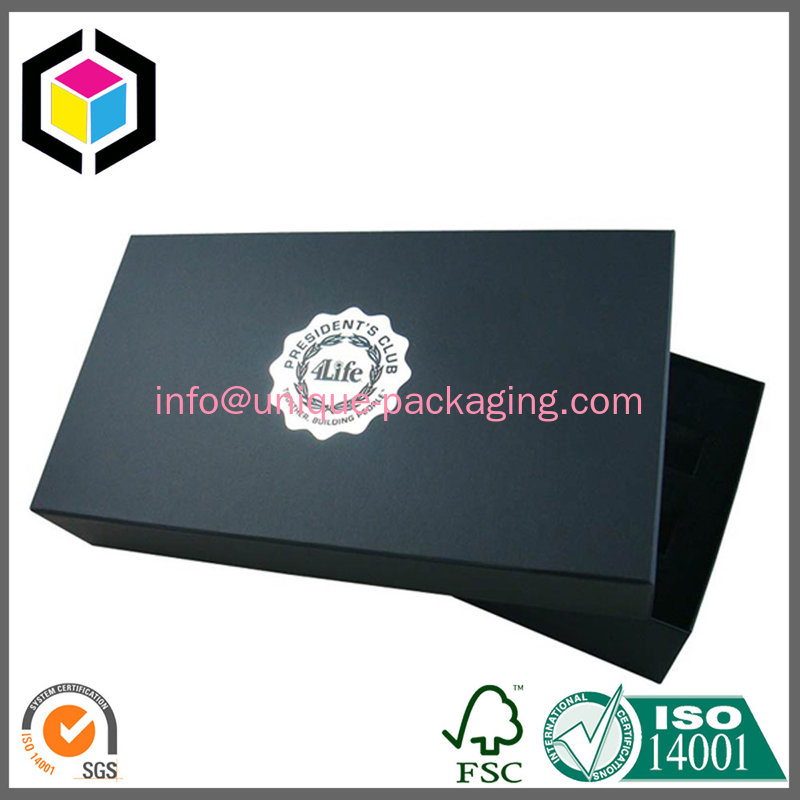 Matte Black Color Print Setup Gift Packaging Box; Embossed Logo Gift Box