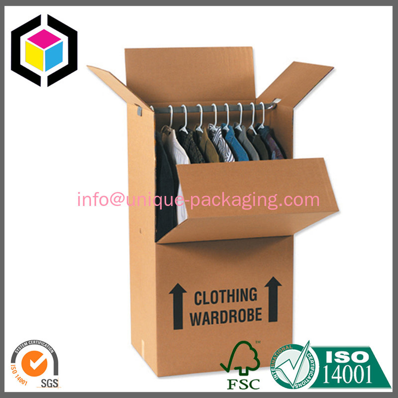 Black Logo Color Print Corrugated Wardrobe Moving Box; Wardrobe Cardboard Box