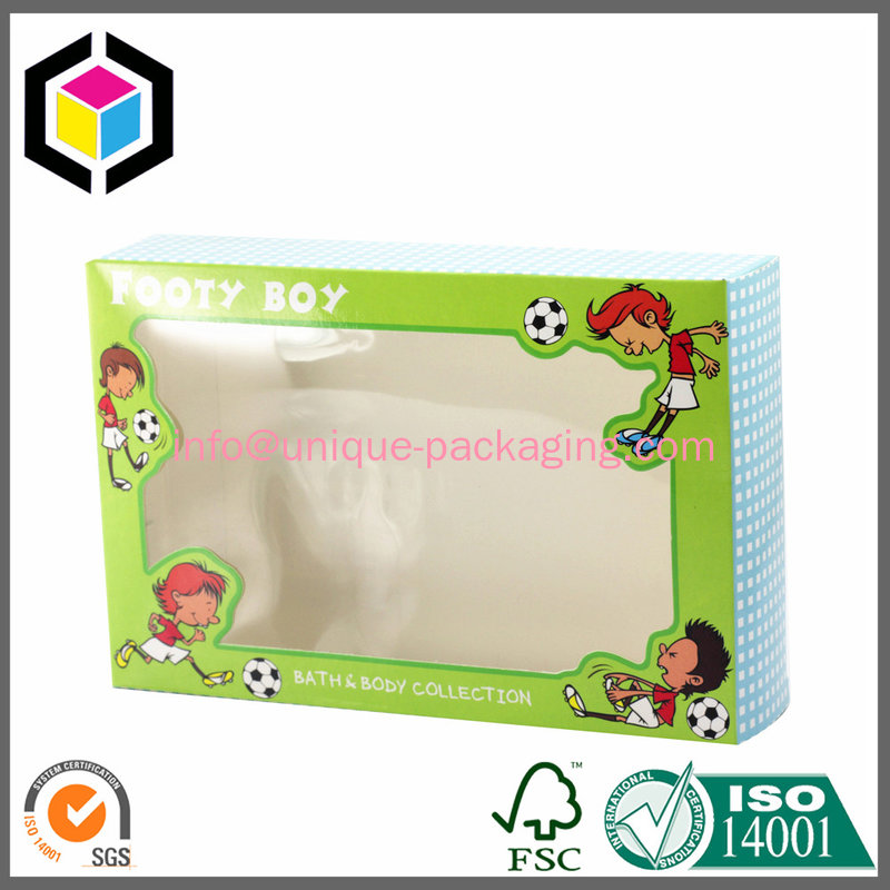 Clear Plastic PET Window Color Carton Box; Tuck Top Ends Packaging Paper Box