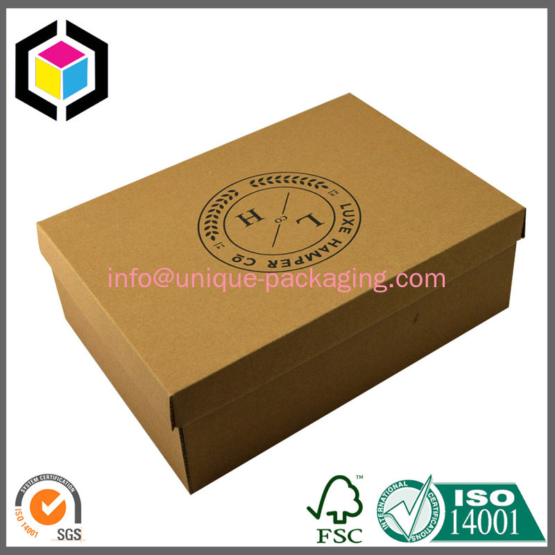 Black Logo Printing Corrugated Kraft Packaging Box for Shoes