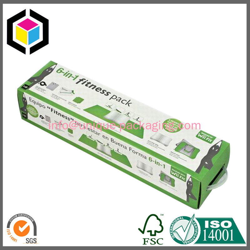 Long Size Color Printing Corrugated Packaging Carton Box with Plastic Handle