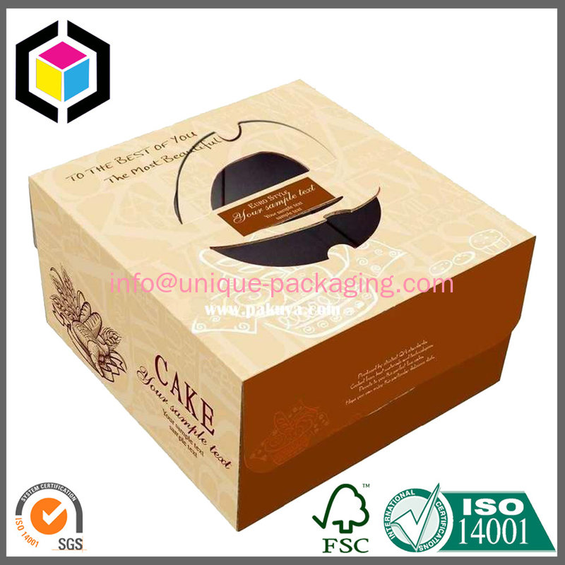 Delicate High Quality Cheap Paper Cake Box; Color Printing Handle Box