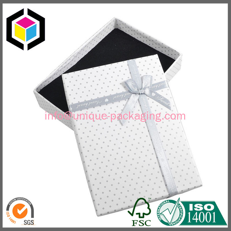 White Dots Pantone Color Printing Paper Gift Box with Bowknot