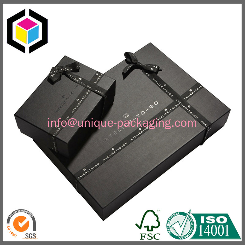 Shiny Glossy Logo Black Color Gift Paper Box; Premium Quality Gift Box