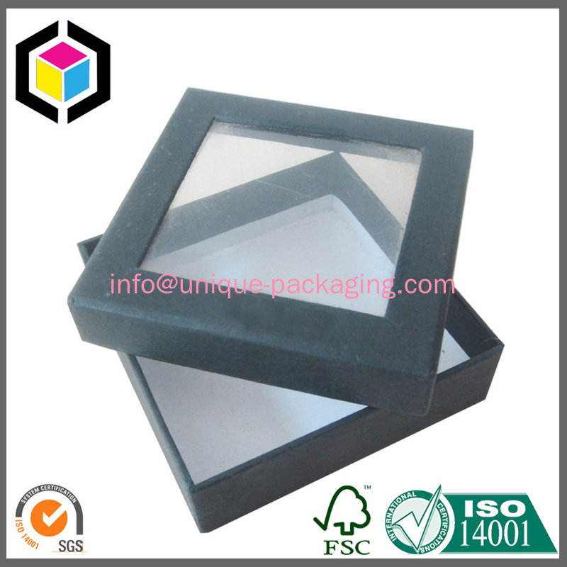 Clear Window Plastic PET Paper Gift Box; Lid Off Two Parts Paper Color Box