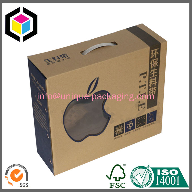Recycled Corrugated Cardboard Box; Black Color Print Packaging Box with Handle