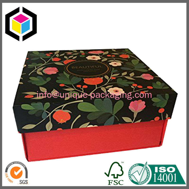 Color Print Flower Cardboard Paper Box; Matte Gift Packaging Box