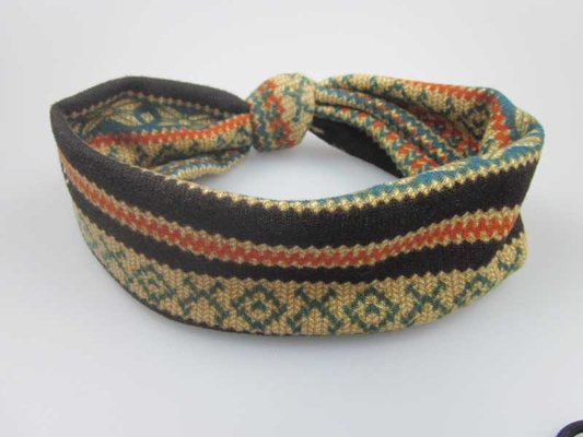 Knit Winter Headband Fashion Hair Accessories Fashion ethnic look printing headwrap with bow