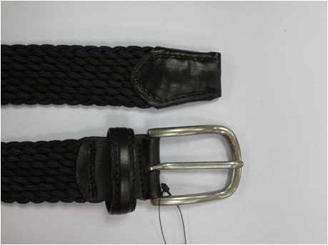 Mens Casual Waistband Belts Woven Stretch Braided Leather Buckle Belt
