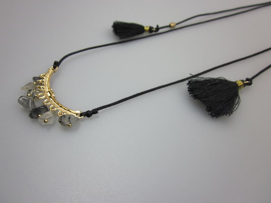 fashion jewelry Natural stone pendant polyester necklace in China Sourcing service