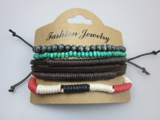 Made in China Leather wood beads set bracelet in YiWu purchase fashion Jewelry