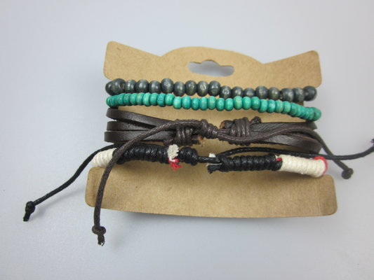 Made in China Leather wood beads set bracelet in YiWu purchase fashion Jewelry