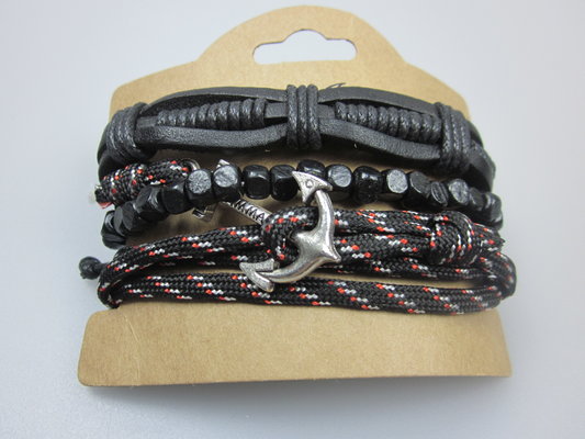 Man Leather Bracelet Elastic Cord With Wood Beads in YiWu Buy Fashion Jewelry