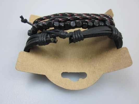 Man Leather Bracelet Elastic Cord With Wood Beads in YiWu Buy Fashion Jewelry