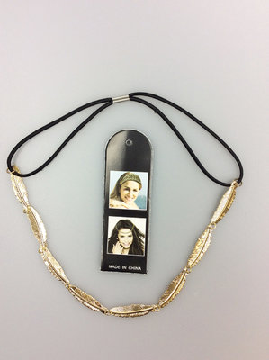 Women Fashion Jewelry Hairband Plated metal leave elastic headband