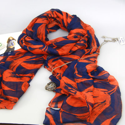 Orange  Lady Scarves print pattern polyester scarf fashion scarves and shawls