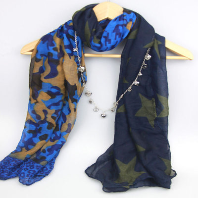 Shawl 100*175cm Printing Scarf 100% Polyester Blue shawl fashion scarves