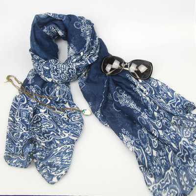 Printing Blue Shawl China Trade Fair Yiwu Purchasing Agent Export Buying Agent