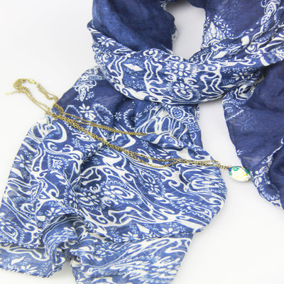 Printing Blue Shawl China Trade Fair Yiwu Purchasing Agent Export Buying Agent