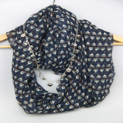 Blue Printing Scarf Agent 100% Polyester 86×180cm Export Buying Agent