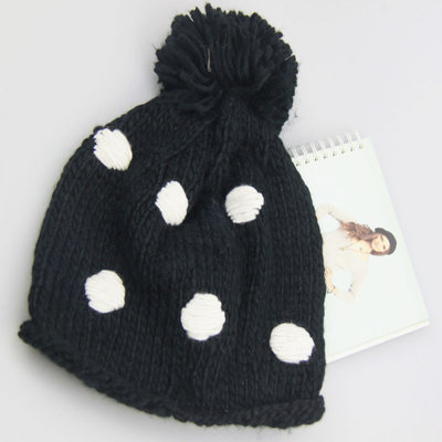 pom pom hat knitted pattern beanie knitted hat fahion winter ladies' hat