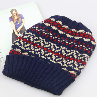 Women Knitted Hat  Winter Beanie Hats acylic jacquard weave knitted hat