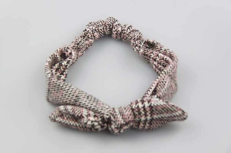 2017 New design bow knot check cotton fabric elastic hairband