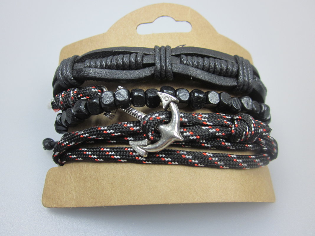 Man Leather Bracelet Elastic Cord With Wood Beads in YiWu Buy Fashion Jewelry