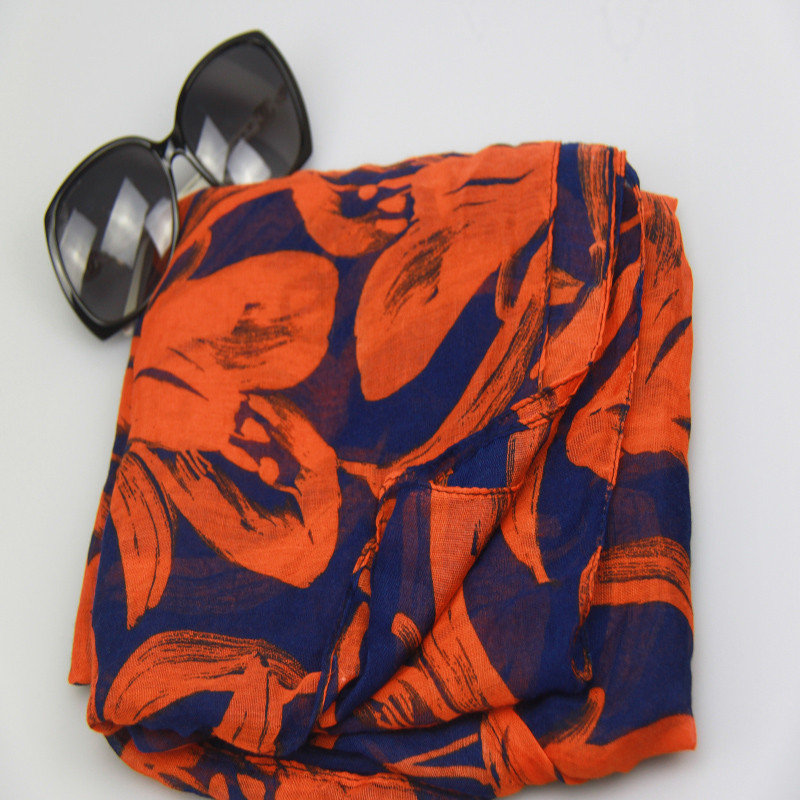 Orange  Lady Scarves print pattern polyester scarf fashion scarves and shawls