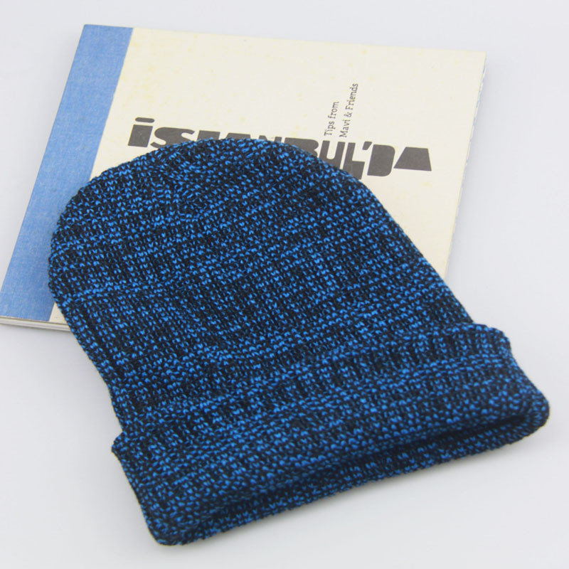 Navy Blue Winter Women Knitted Hats and Berets 17*23cm jacquard weave Beanie Hats