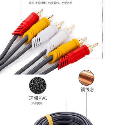 3RCA to 3RCA AV Adapter Cable Audio Cable Male to Male for Set Up Box Audio Video Converter Wire