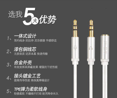 3.5mm Audio Cable Adapter Black Color 2 Male to 1 Female Audio Extension to Microphone Headset Splitter 0.2 Meter