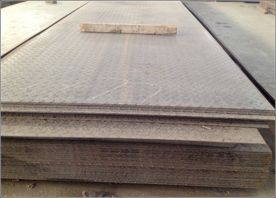 High Strength Checkered Steel Plate , Low Carbon Steel Diamond Plate Floor