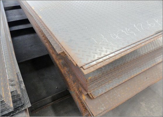 Anti Slip Diamond Plated Steel Sheets , Embossed Checkered Decorative Metal Floor Plate