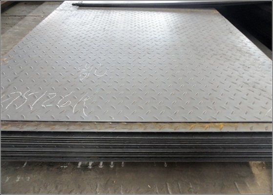 A36 Checkered Steel Plate with Black / Galvanizing Surface Custom Size
