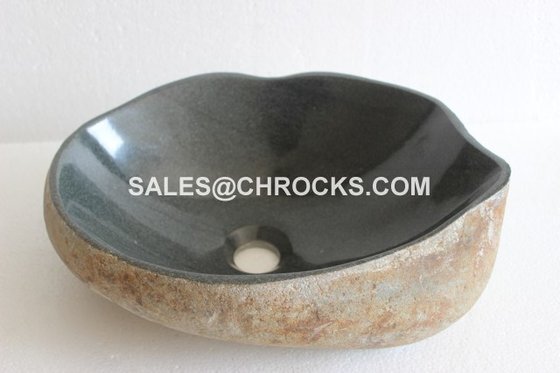 river stone bath sinks, stone vessel sinks, cobblestone wash bowl
