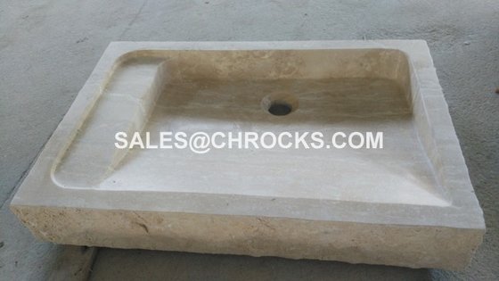 Beige travetine bathroom sinks, travertine vessel sinks, rectangle bath basin, stone wash bowls