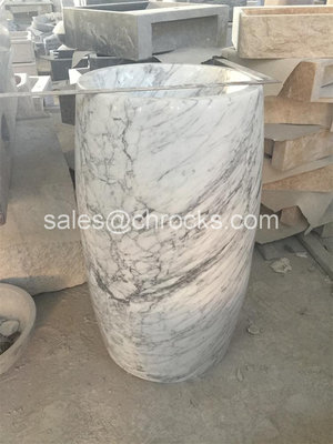 Carrara Marble pedestal sinks, White marble standing basin, Marble bathroom sinks