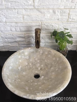 White Onyx Mosaic bath sinks, Mosaic Vessle Sinks, White Onys wash bowls, onyx bath basin