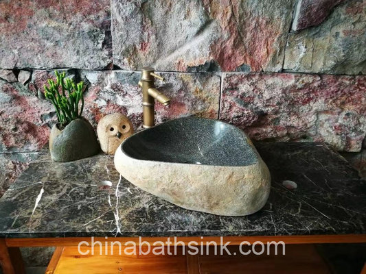 River stone bathroom sink wash basin