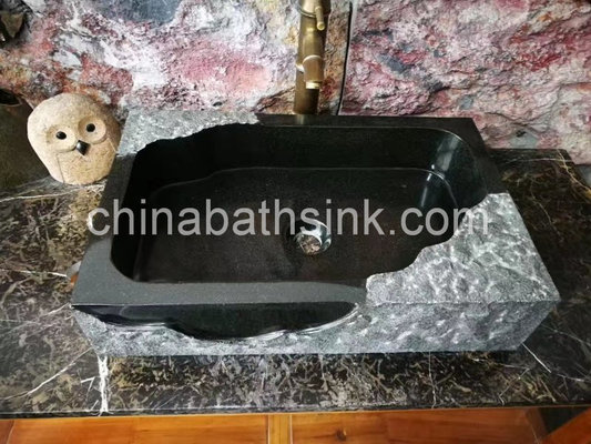 black granite rectangle bathroom sink wash basin vessel sink