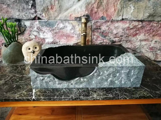 black granite rectangle bathroom sink wash basin vessel sink